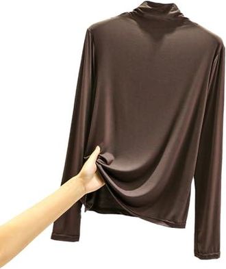 Generic sous Pull Femme Haut Thermique Femme sous Pull Thermique Femme Doux Glamour Top Thermique en Velours Allemand Seamless Uni &Eacute;pais Moulant Et Ultra Chau