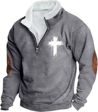 Generic Sweat-shirt en polaire confortable pour homme - Style décontracté et tendance - Imprimé à boutons - Sweat à manches longues pour la vie quotidienne - 