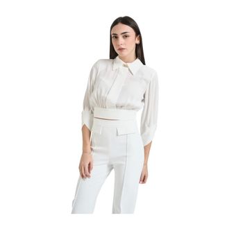 Elisabetta Franchi Femme, Blouses et Chemises, Blanc, Taille: 36 FR Cropped Shirt
