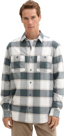 Tom Tailor Herren Comfort Fit Hemd im Karomuster, 36634 - Offwhite Blue Check, XXL