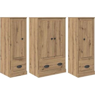 vidaXL Highboard mit Schubladen 3 pcs Artisan-Eiche Holzwerkstoff vidaXL
