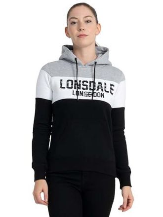 Lonsdale Sweat-Shirt &agrave; Capuche pour Femme, Noir/Blanc/Gris, M