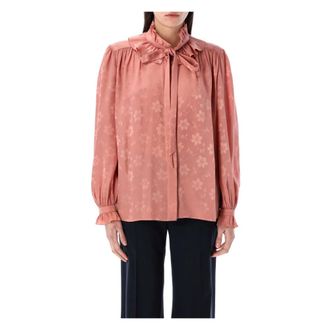 Chlo&eacute; Femme, Blouses et Chemises, Rose, Taille: 38 FR Blouse Fluide en Jacquard de Soie