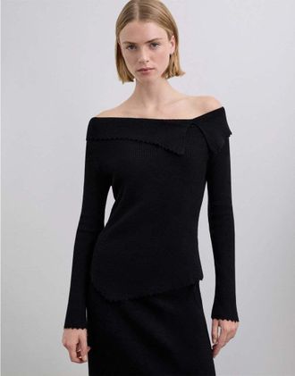 Scalpers Asymmetrischer Strickpullover in Schwarz