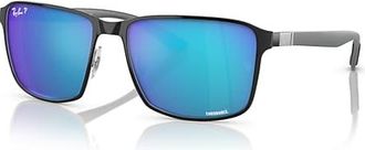 Ray-Ban Rb3721ch Chromance Sonnenbrillen Silber Fassung Blau Glas Polarisiert 59-17