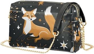 Mnsruu Sacs à bandoulière en cuir pour femme, sac à main en cuir avec renard, étoiles, lunes, constellations