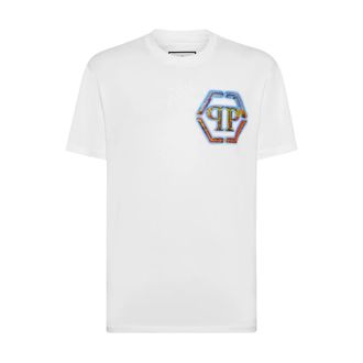 Philipp Plein T-Shirt Rundhals SS Hexagon - - Tops - Herren - Wei&szlig; - L