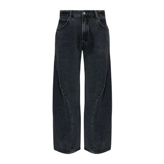 A Gold E Jean Coupe Large &agrave; Devant Torsad&eacute; - Homme - Jeans - Noir - Taille: W28