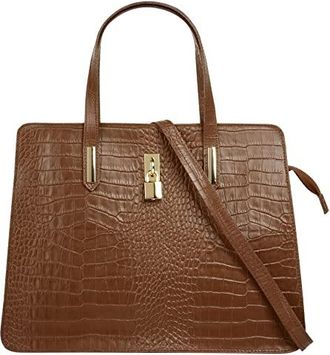 Cluty Sac &agrave; main Damen echt Leder | Fabriqu&eacute; en Italie, compartiment pour smartphone, design crocodile, sac &agrave; bandouli&egrave;re &eacute;l&eacute;gant, sac pour femme avec ferme