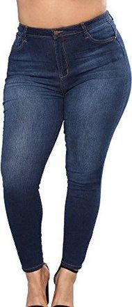 ShiFan Jean Skinny Femme Stretch Taille Haute Pantalon Push Up Leggings Grande Taille Bleu 2 3XL