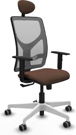 Piqueras y Crespo B&uuml;rostuhl mit 1D-Armlehnen und festem Kopfteil, ausgestattet mit 3 Positionen und Schneideschaum, mit Rollen von 65 mm, Parkett, Grau/Dunkelbraun