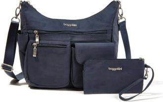Baggallini Modern Everywhere Crossbody for Women 11x9x4.5 RFID Hobo Bag, Sac Femme, Bleu Marine, Taille Unique