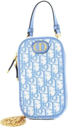 Dior 30 Montaigne Phone Holder on Chain Oblique Canvas crossbody bag - Blau