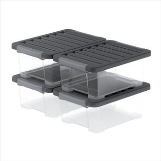 Rotho CORE Pro, Aufbewahrungsboxen 11 l, 4er Set, integrierte Dichtung im Deckel sch&uuml;tzt vor Staub & Feuchtigkeit, verschlie&szlig;bare Griffe, lebensmittelecht, 