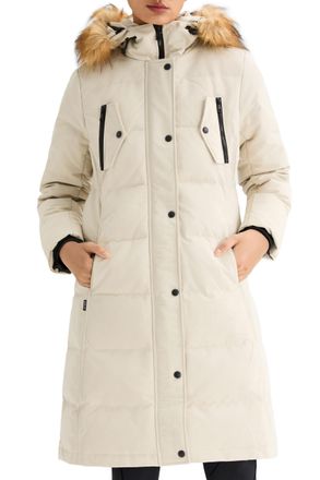 Orolay Damen Lsolierter Daunenmantel Winter Gesteppte Komfortjacke Puffermantel mit Kunstfell Beige XXL