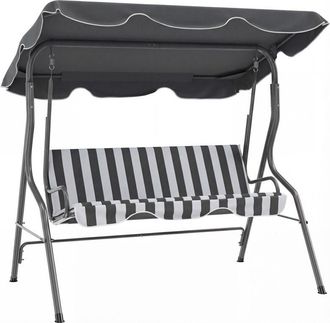 OUTSUNNY Balancelle de Jardin - Outsunny - 3 Places - Toit imperm&eacute;abilis&eacute; Inclinaison r&eacute;glable - Coussins Assise Dossier - gris, blanc ray&eacute;
