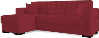 Dmora Canap&eacute; Fernando, Canap&eacute; dangle avec p&eacute;ninsule r&eacute;versible, Canap&eacute; de rangement pour le salon avec chaiselongue et 2 coussins, Cm 230x150h81, Rouge