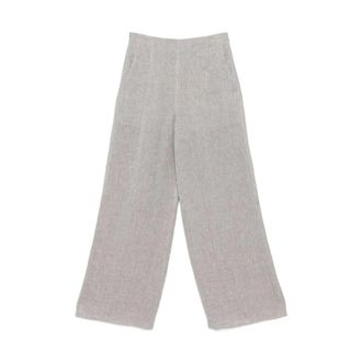 Emporio Armani Weite Hose aus Leinengaze - - Trousers - Damen - Grau - 5XL