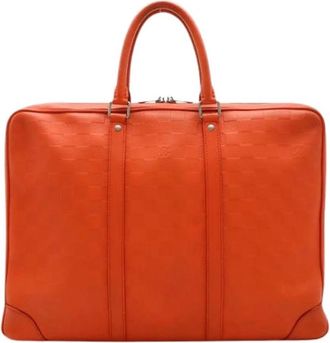 Louis Vuitton Pre-owned PDV Porte Documents Voyage Damier Infini briefcase - Femme - Pre-owned - Orange - Taille: ONE Size