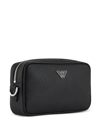 Emporio Armani Logo-Plaque Nylon Clutch - Black