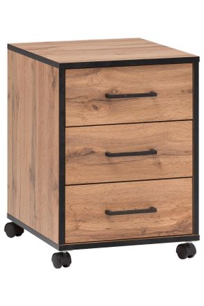 MID.YOU Mid.you Rollcontainer, Eiche, Metall, 3 Schubladen, 40.1x57x50 cm, Arbeitszimmer, Container, Rollcontainer