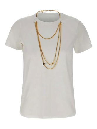 Elisabetta Franchi t-shirt à ornements métalliques - Blanc