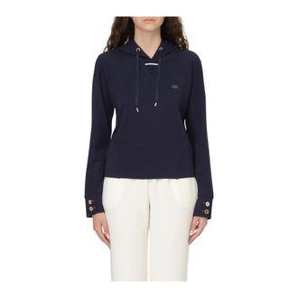 Liu Jo Blaues Sweatshirt mit Rundhalsausschnitt und Rippstrickb&uuml;ndchen - - Sweatshirts & Hoodies - Damen - Blau - XS