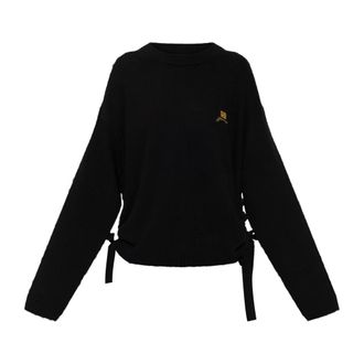 Ganni Femme, Pulls, Noir, Taille: 36 FR Pull avec Cordons de Serrage Lat&eacute;raux