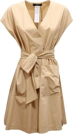 Max Mara Femme, Robes, Beige, Taille: 38 FR Mitico V-neck Dress