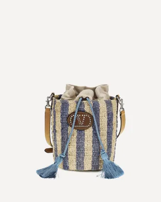 Valentino Garavani Striped raffia Bucket Bag Female UNI