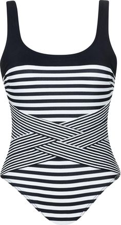 Sunflair Badeanzug Damen Badeanzug - gestreifter Einteiler mit tiefem Rücken - mit Schalen und modischen Rundausschnitt - optimaler Halt
