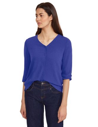 Street One Damen A321111 T-Shirt Im Materialmix, Intense Royal Blue, 38 EU