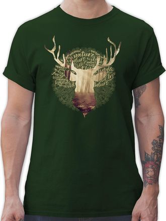 Shirtracer T-Shirt Herren - Kompatibel mit Oktoberfest - Hirsch Motiv Geschenk J&auml;ger I Hirschgeweih Tracht - XXL - Dunkelgr&uuml;n - trachtenshirt bayrische Trachtenm