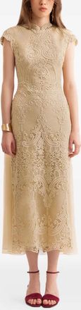 Gemy Maalouf cape-overlay midi dress - Nude