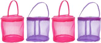 Angoily 4er-Set Garnaufbewahrungsbeutel: Netzbeutel f&uuml;r Strickgarn - Kleiner runder Beh&auml;lter f&uuml;r H&auml;kelgarn - Tragbarer Korb f&uuml;r Strickgarn und N&auml;hzubeh&ouml;r (13 