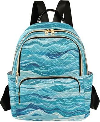 Mnsruu Mini sac à dos pour femme Motif vague de mer Bleu océan Petit sac à dos tendance Sac à dos décontracté, Multi1200, S
