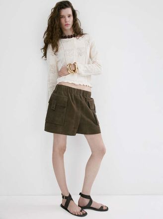 Mango Cardigan maille d&eacute;tails ajour&eacute;s &eacute;cru - Femme - XXS - MANGO