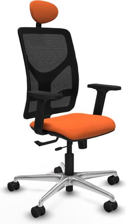 Piqueras y Crespo B&uuml;rostuhl mit 2D-Armlehnen, h&ouml;henverstellbare Lendenwirbelst&uuml;tze und festes Kopfteil, ausgestattet mit Syncro/Traslack und Schneideschaum, Schwarz/Ora