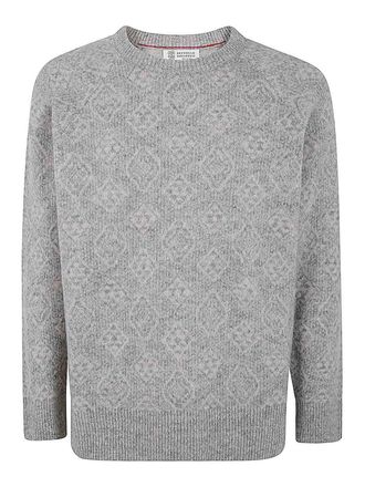 Brunello Cucinelli Pull Col Rond - Gris