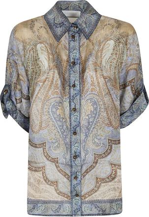 Zimmermann Femme, Blouses et Chemises, Multicolore, Taille: 38 FR Wanderlust Short Sleeve Shirt
