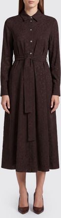 Pinko Robe chemise midi en viscose &agrave; imprim&eacute; floral avec ceinture &agrave; nouer