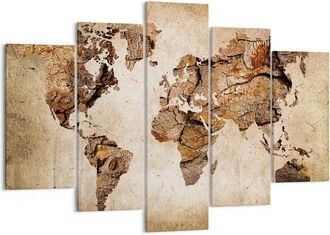 Arttor Mehrteilige Bilder auf Leinwand 150x100cm Leinwandbild Karte Welt modern Groß XXL Wanddeko Bild Schlafzimmer Set 5 teilige Wandbilder Dekoration Wohnz