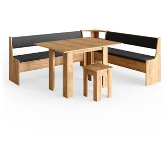 Vicco Eckbankgruppe Roman, Goldkraft Eiche, 210 x 41.5 cm mit Tisch