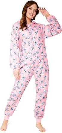 Disney Pyjama Stitch Combinaison Pyjama Femme Stitch Grenouillère Adulte en Polaire Tailles Femme et Fille Ado S au XL (Rose Stitch, XL)
