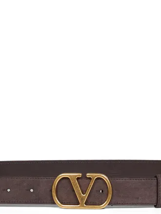 Valentino Garavani VLogo Signature Suede Belt - Brown