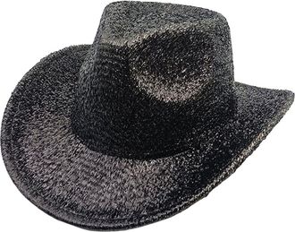 Generic Glitzer B&uuml;hnenhut Western-Cowboyhut Breite Krempe Western-Cowboyhut F&uuml;r Damen Herren Pailletten Cosplay Cowboyh&uuml;te F&uuml;r Damen M&auml;dchen Fedora-Hut Party 