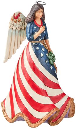Enesco Jim Shore Heartwood Creek Patriotischer Engel mit Flagge, Kleid, Figur, 24,9 cm