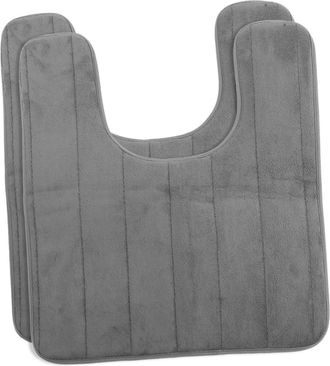 DOITOOL 2 St&uuml;ck rutschfeste U f&ouml;rmige Memory Schaum Wc Matte Saugf&auml;hig Badezimmerteppich Toilettenvorleger Badvorleger f&uuml;r Rutschige B&ouml;den Dusche und Toilette