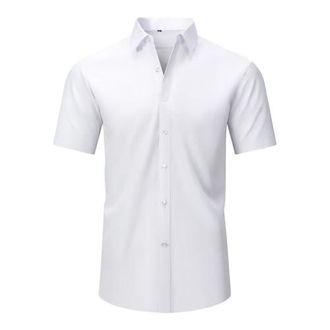 Generic Zealburst Chemise en coton stretch infroissable &agrave; manches courtes pour homme Noir, blanc, XXL