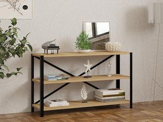 Hanah Home Industrial Bookshelf, Sapphire Color, 103 x 60 x 29.5 cm | 100% Melamine Coated Particle Board, 18 mm Thickness, 100% Metal Frame | Stylish Storage So